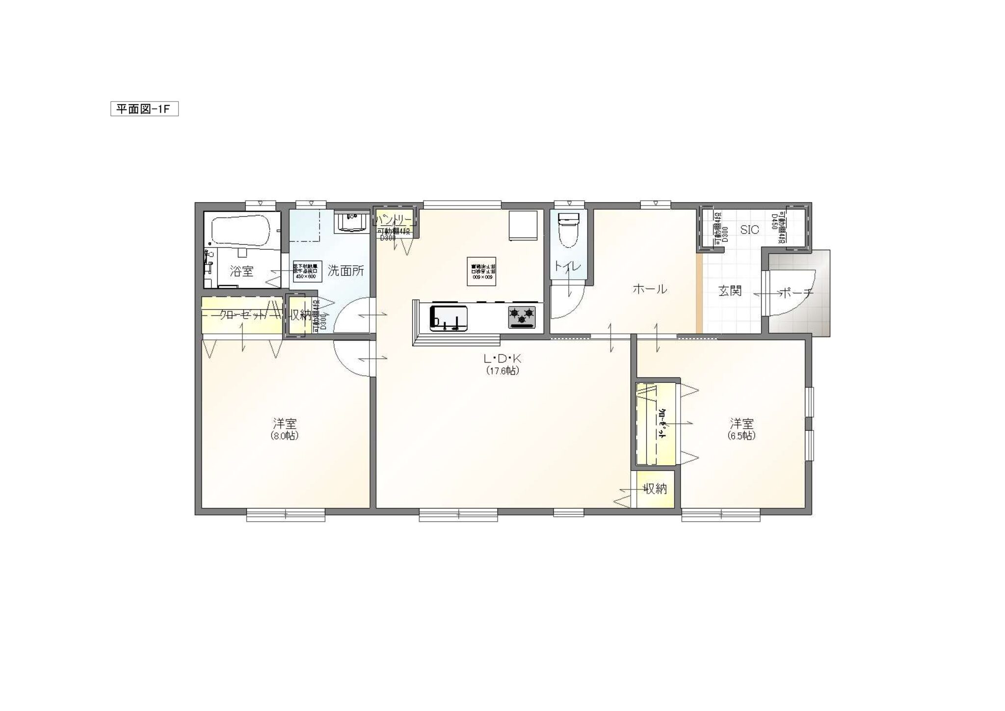 間取り・家づくりのシミュレーション|平屋 2LDK 間口:東玄関 6,370mm | 東海 1462万円 | 注文住宅・家を建てるなら一建設株式会社